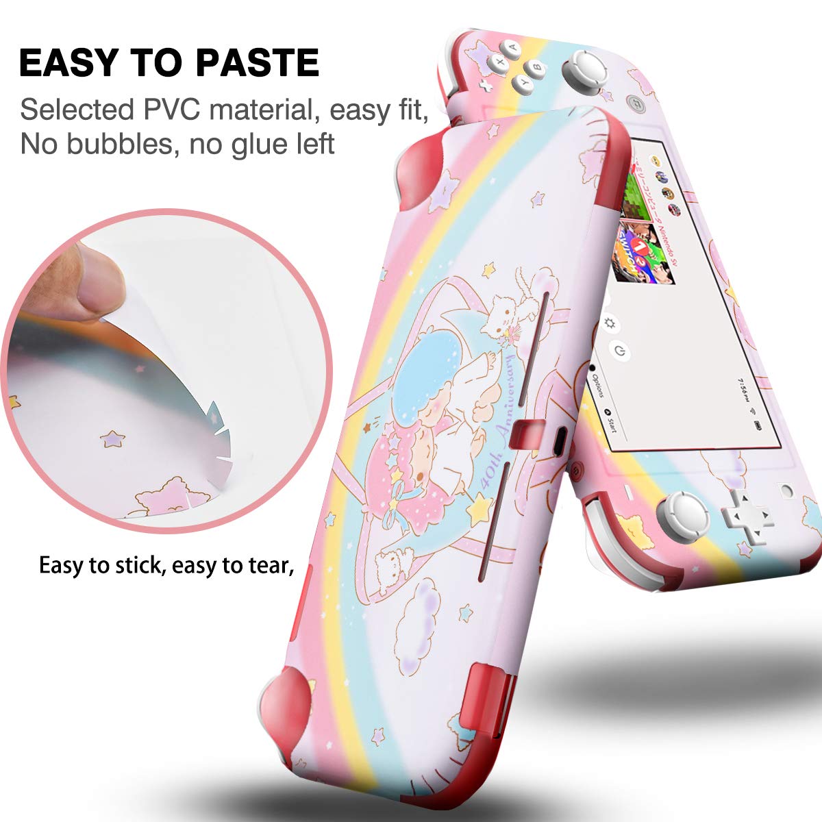 DLseego Switch Lite Skin Cute Couple Pattern Full Wrap Skin Protective Film Sticker Compatible with Switch Lite