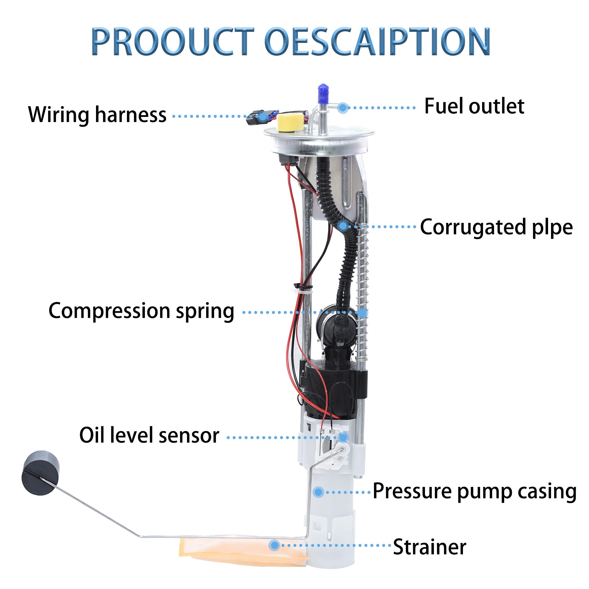 Fuel Pump Assembly Module, Replacement for Polaris Ranger 500 4X4 EFI / Crew Midsize (2009-2013), 700 4X4 EFI / Crew / XP (2008-2009), 800 4X4/6X6 EFI / Crew (2010). Replaces OEM# 2204306 2520817