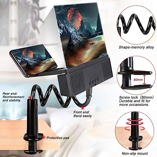 ELECTRIC GIANT 12" 3D Cell Phone Screen Magnifier with Bluetooth Speakers HD Mobile Phone Stand with Screen Amplifier All Smartphones