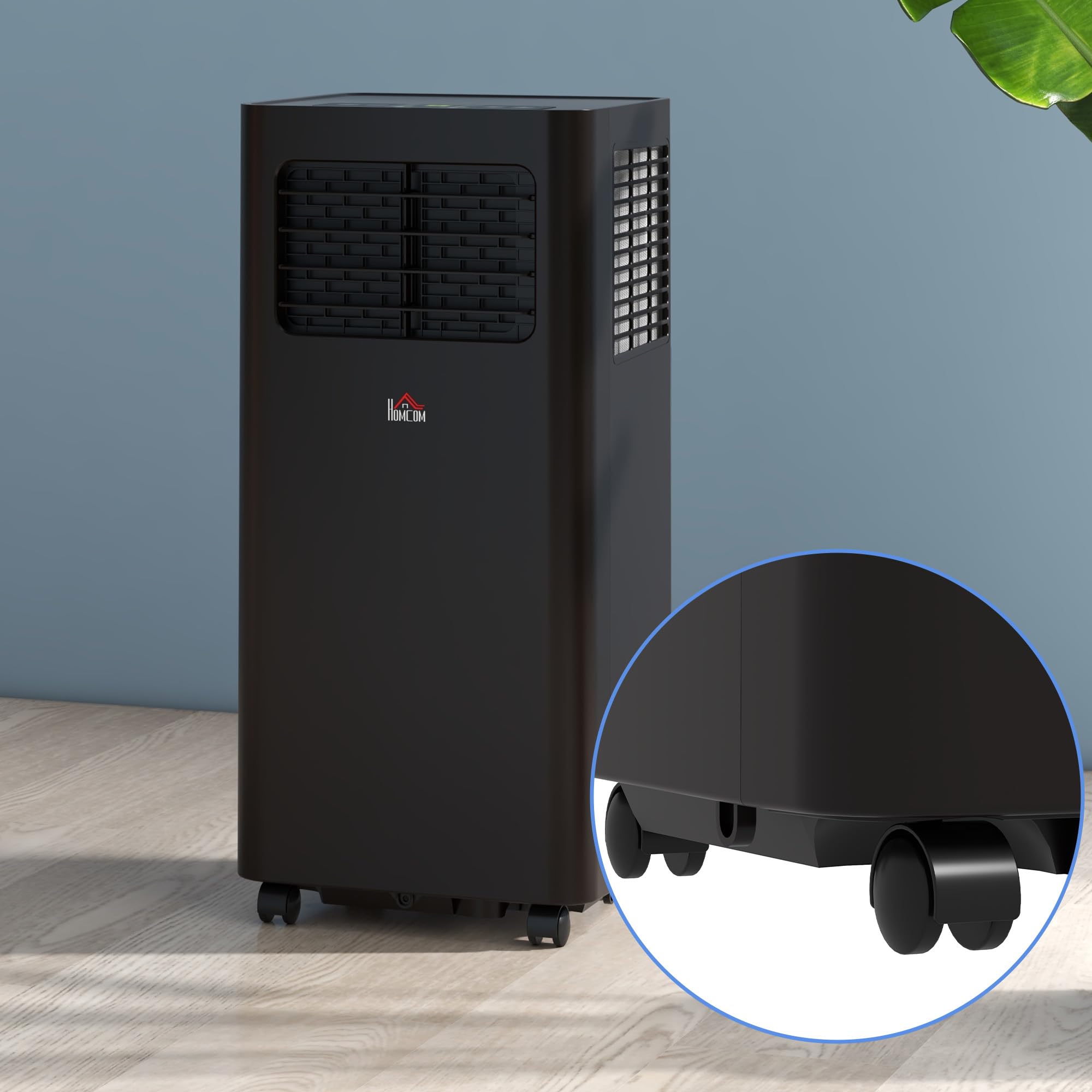 HOMCOM 8000 BTU Portable Air Conditioner for Rooms Up to 345 Sq. Ft., 3-in-1 AC Unit with Dehumidifier, Cooling Fan, Sleep, Remote, 24H Timer On/Off, Window Installation Kit, Black