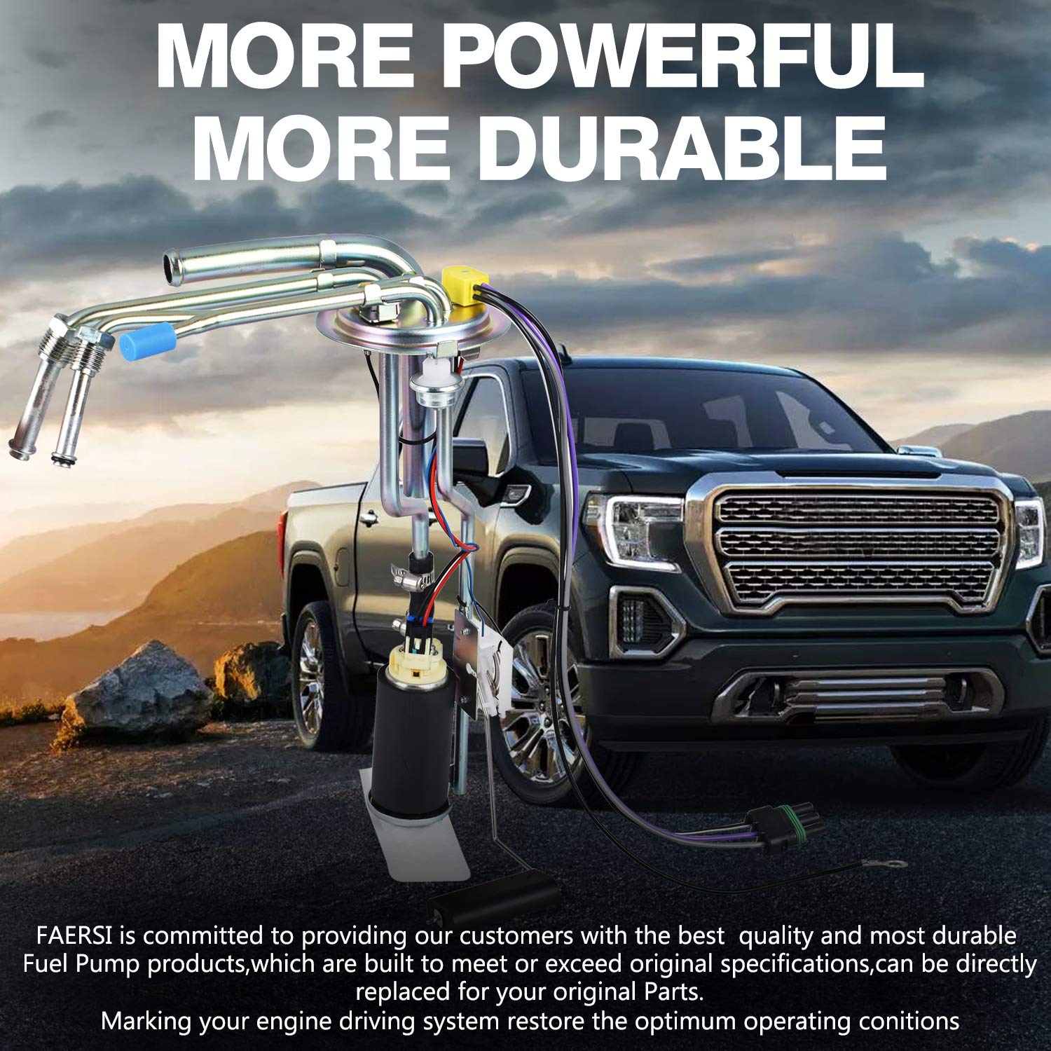 FAERSI Fuel Pump Replace# E3622S Compatible with 1996-1997 Chevy | GMC C1500 C2500 C3500 K1500 K2500 K3500 V6 V8 4.3L 5.0L 5.7L 7.4L Module Assembly