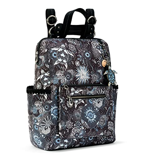 Sakroots womens Eco-twill, Laptop Compartmen Loyola Backpack in Eco Twill Convertible Purse with Adjustable Crossbody Strap Multifunctional Bag, Midnight Seascape, One Size US