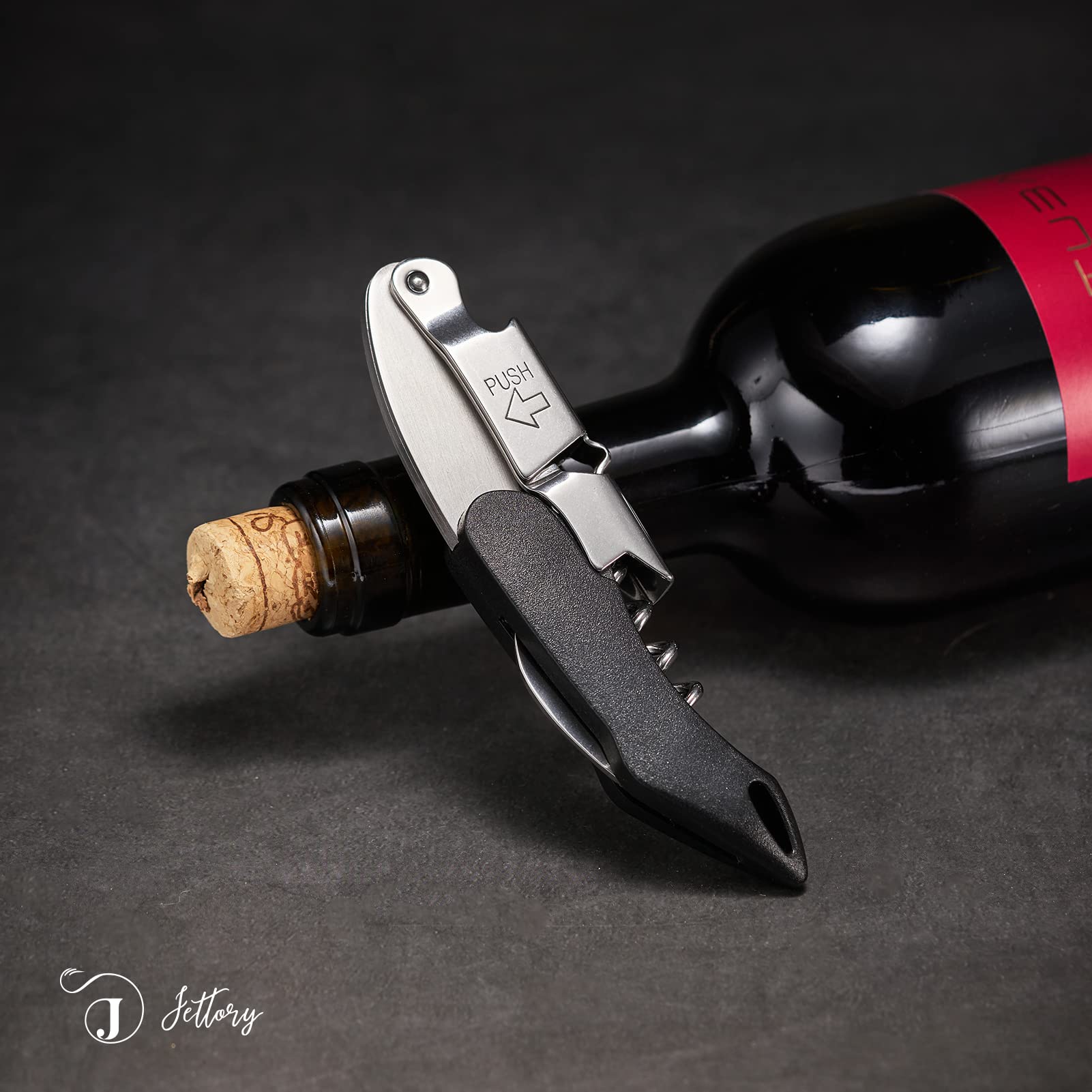 Jettory Wine Opener, Premium Waiters Corkscrew w/Foil Cutter & Cap Remover for Wine Bottle, Sturdy Stainless Steel Wine Key for Servers Waiters and Home Use