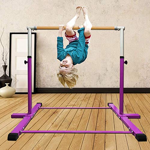 EZ GLAM Adjustable (3'-5') Horizontal Training Bar 1-4 Levels,260lbs Weight Capacity (Purple)