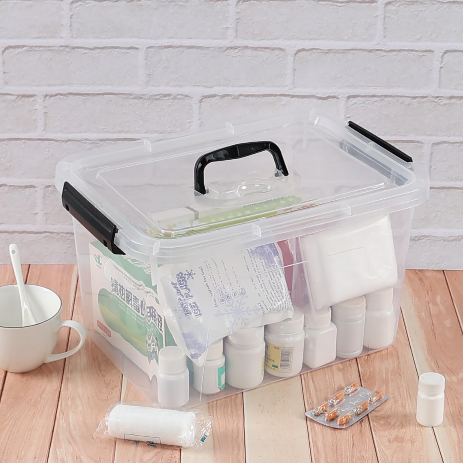 Kiddream 10.5 Quart Clear Storage Boxes, Plastic Bins with Lids and Handles Set of 4