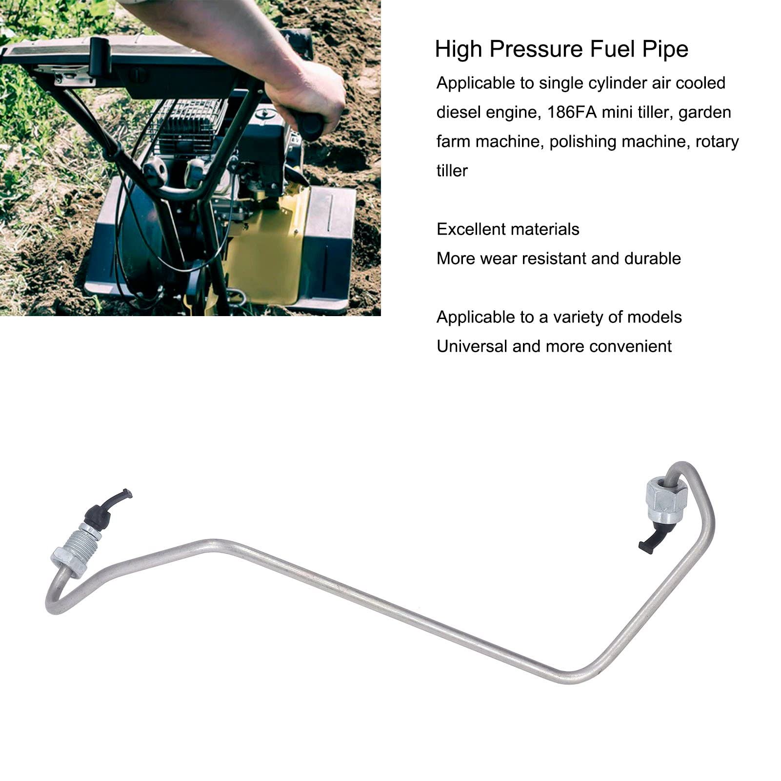 High Pressure Fuel Pipe, Engine Generator Fuel Pipe for 186FA Single Cylinder Air Cooling Engine Generator Mini Tiller Parts