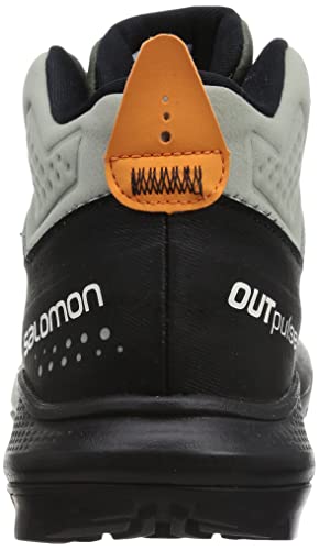 Salomon Men's OUTPULSE Mid Gore-Tex Hiking Boots for Men, Wrought Iron/Black/Vibrant Orange, 8.5