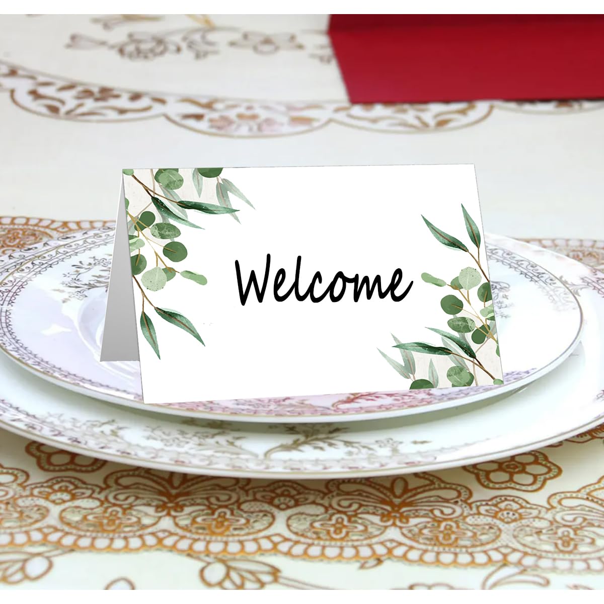 Place Cards 3.5 x 4 Inch Tented Blank Table Cards Greenery Place Cards for Wedding or Party Name Cards for Table Setting Reserved Seating Dinner Place Cards Seating Place Cards for Tables,100 Pcs