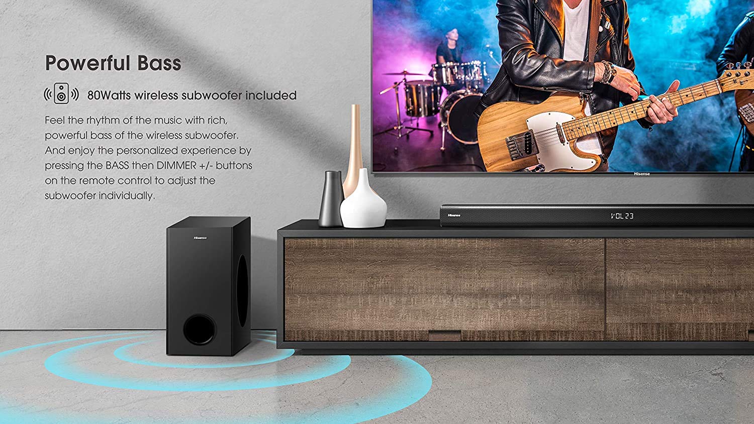 Hisense 85H6570G 85-Inch 4K Ultra HD Android Smart TV with Alexa Compatibility (2020) 2.1 Channel Sound Bar Home Theater System with Wireless Subwoofer and Bluetooth (Model HS218)