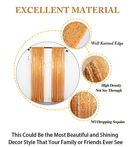 Sparkle Backdrop Curtain Gold 2 Panels Set Sequin Photo Backdrop 2FTx8FT Sequin Backdrop Curtain Pack of 2-1220S