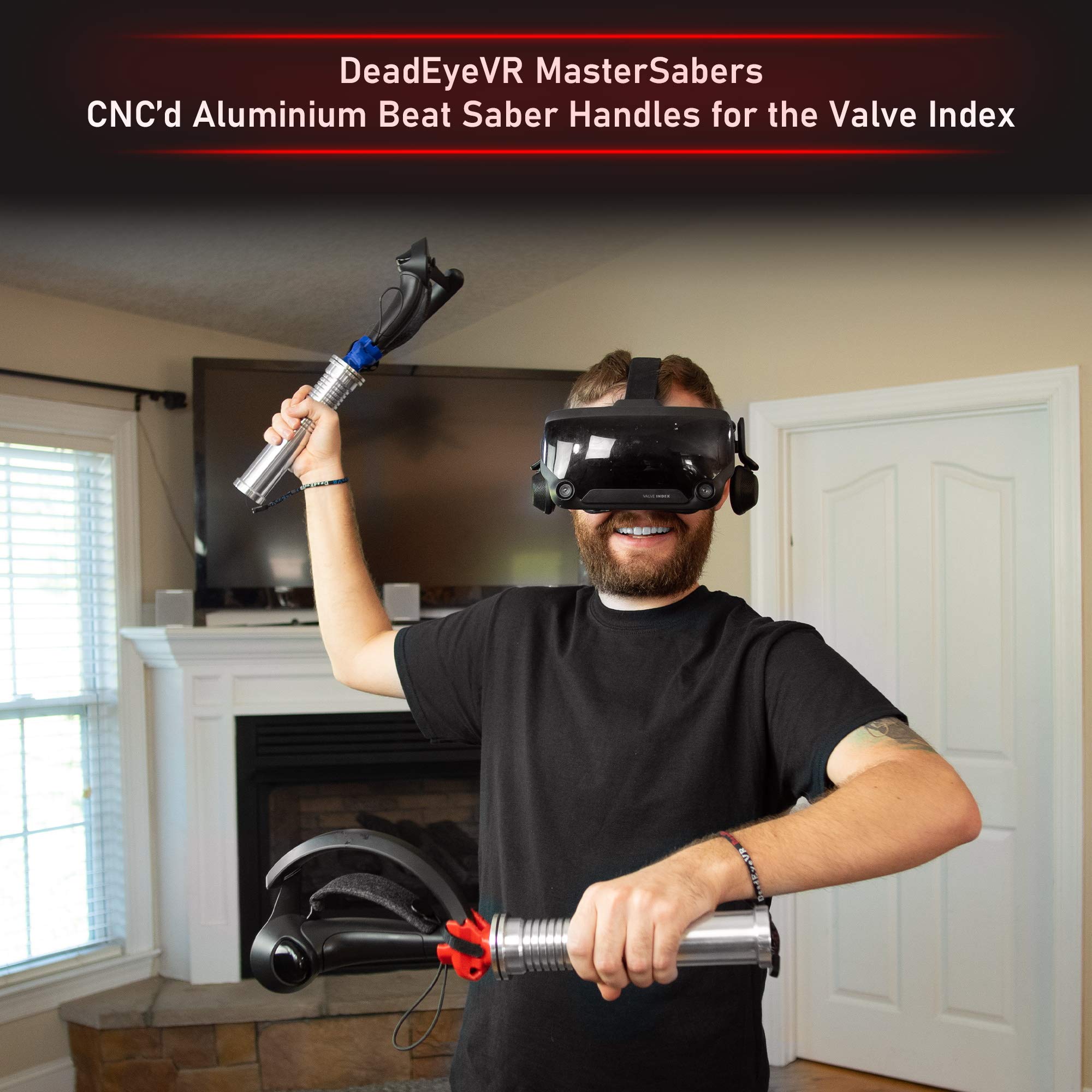 DeadEyeVR MasterSabers - CNC'd Aluminum Saber Handle Hilts for Beat Saber with Double Dual Adapter - Index