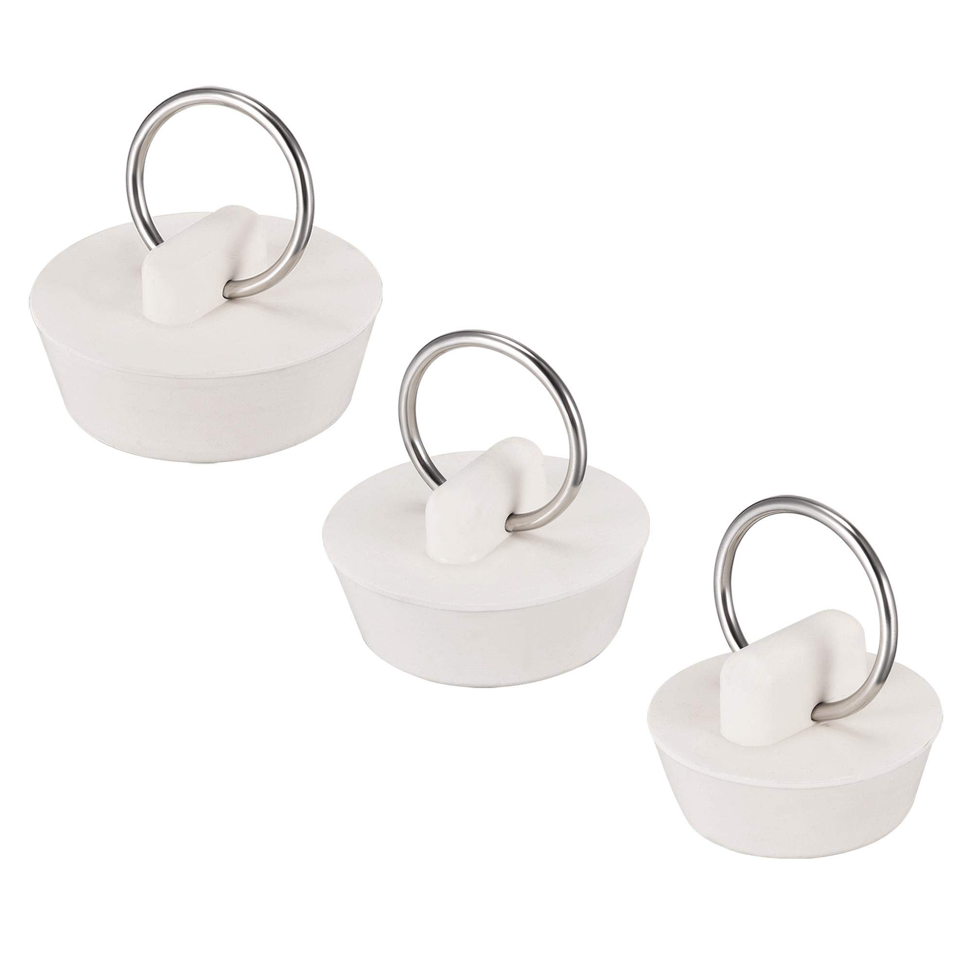 uxcell Drain Stopper, 3 Sizes Rubber Sink Stopper Plug 23mm/26.5mm/29mm with Hanging Ring for Bathtub Kitchen and Bathroom 1Set (3 Pieces)