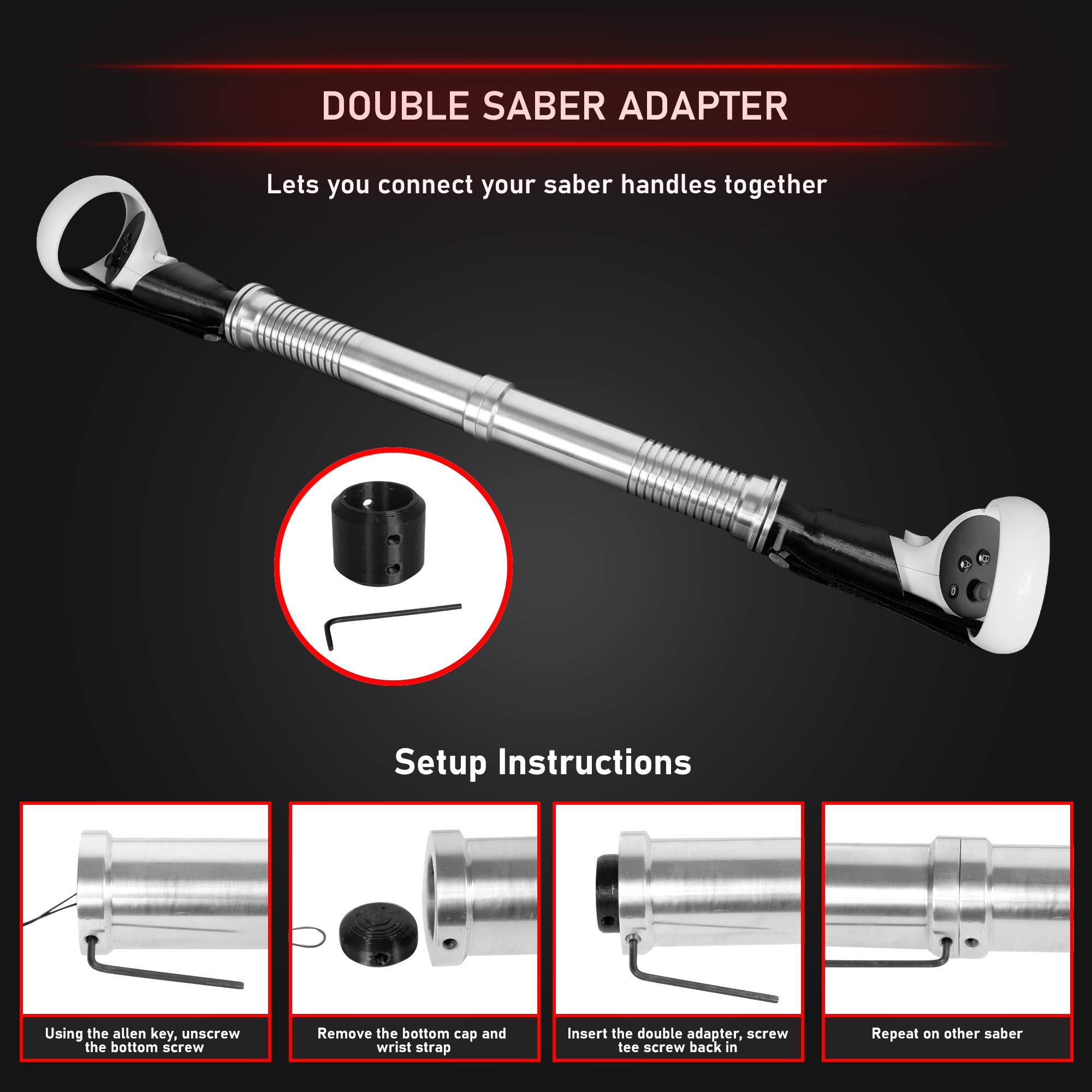 DeadEyeVR MasterSabers - CNC'd Aluminum Reinforced Saber Handles Hilts for Beat Saber - Rift S, Quest 1,and Quest 2 (Dual)
