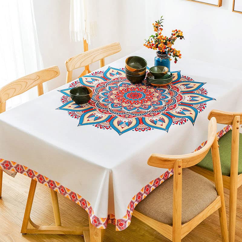 Home Christmas Decoration Natural Flowers Cute Cartoon Pattern Tablecloth New Year Rectangle Table Cover Picnic Mat A8 140x210cm