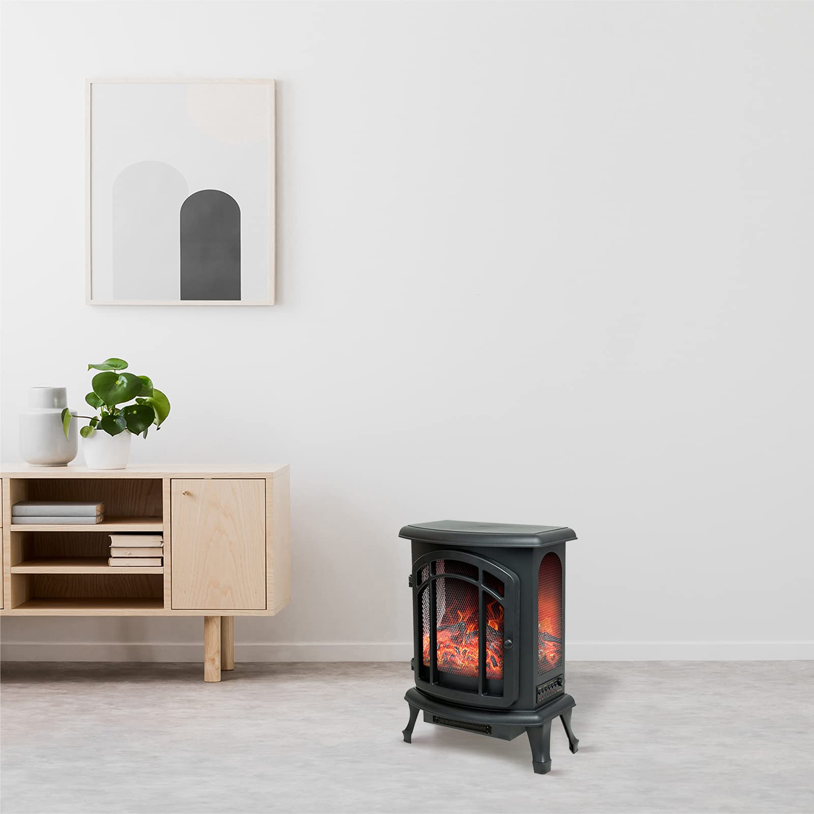 FLAME&SHADE Electric Fireplace Stove for Indoor use, 24 inch Portable Freestanding Space Heater with Remote