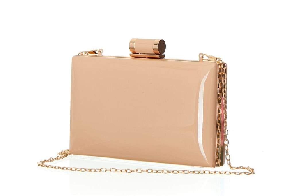 Faux Nude Patent Leather Purse Candy Nude Clutch Purse For Women, Shiny Solid Patent Nude Clutch with Top Clasp