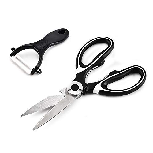 QYZHLI Heavy Duty Kitchen Scissors,Dishwasher Safe Kitchen Shears,Stainless Steel Poultry Scissors Set,Ultra Sharp 3 Pack Scissors With Peeler