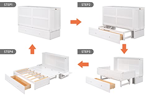 NCKMYB Queen Size Murphy Bed Cabinet, Wood Murphy Bed with Drawer Convert into 63'' Wide Cube Cabinet, for Home Office or Small Room