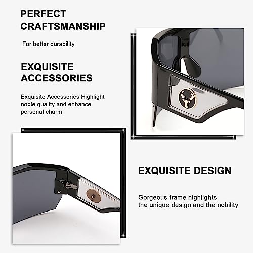 FEISEDY Oversized Square One Piece Frameless Stylish Sunglasses Women Men Luxury Shades B4043