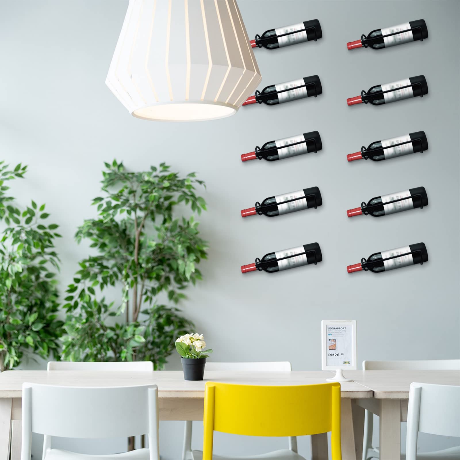 Saint Kang 12 Pack Wall Mounted Wine Racks, Metal Wine Bottle Display Holder Industrial Style with Screws, Hanging Wine Bottle Organizer Iron for Decor (Black)