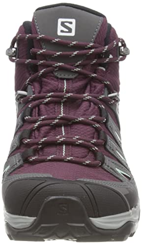 Salomon X Ultra Pioneer MID CLIMASALOMON Waterproof Hiking Boots for Women Trail Running Shoe, Wine Tasting/Magnet/Granite Green, 7.5