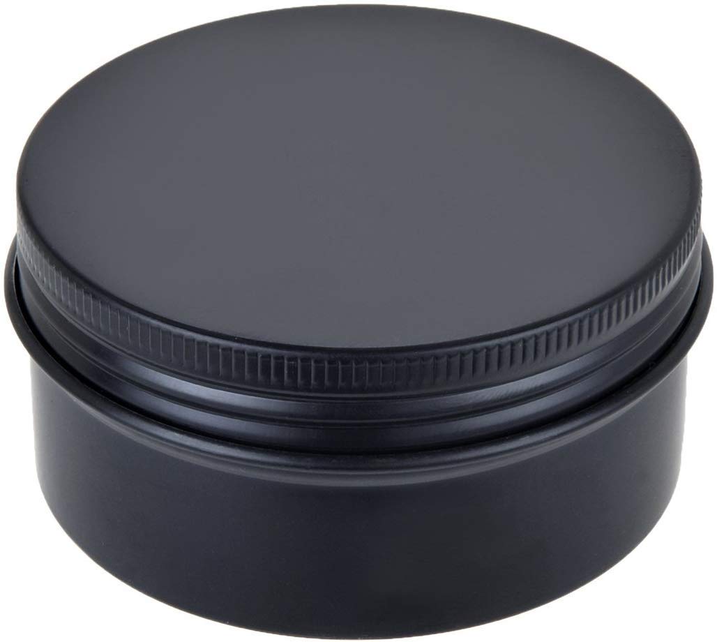 Healthcom 6 oz 12 Packs Black Round Aluminum Tin Cans Screw Top Metal Steel Tins Empty Slip Slide Cosmetic Sample Containers Storage Organization for Salve Crafts Spice Candles