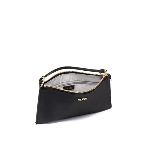 TUMI Voyageur Ankara Wristlet Pouch - Wallet Phone Purse Card Holder & More - Mini Carabiner Clip - Black & Gold Hardware