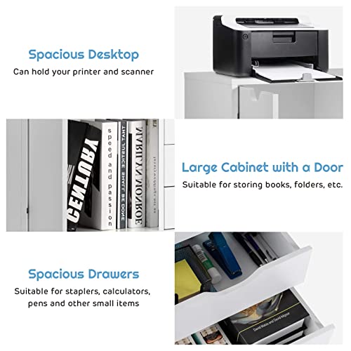 Giantex Drawers Cabinet Mobile Lateral Filing Organizer with 5 Drawers,1 Side Cabinet and Wheels Mobile Chest for Home Office Storage Use Dresser (31βx 15.5β x 25.5β, White)