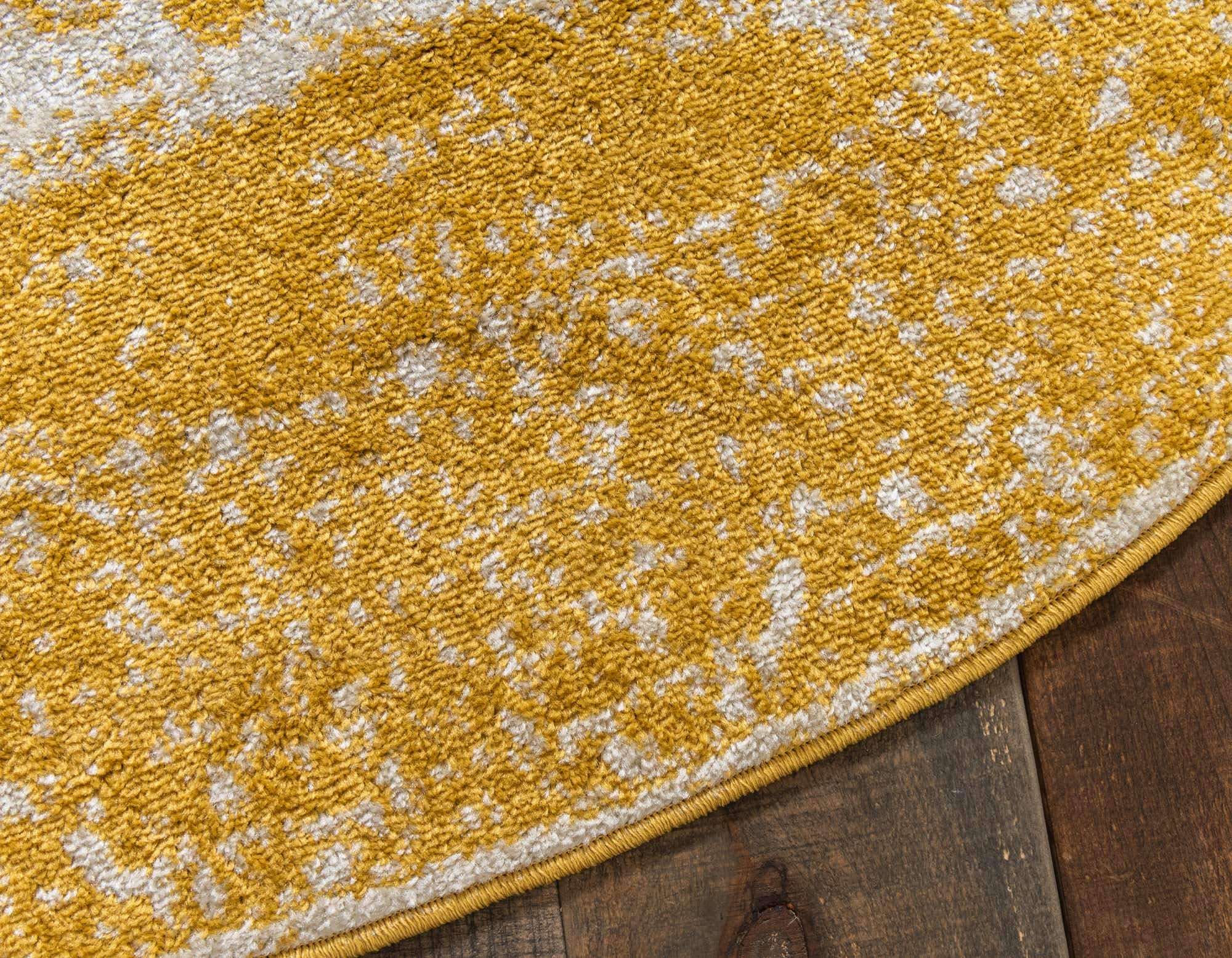 Unique Loom Bromley Collection Area Rug - Wells (96" Round, Yellow/ Ivory)