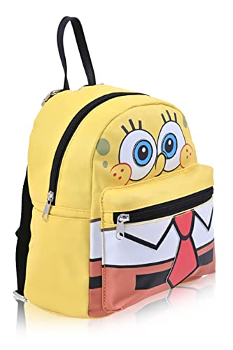 SpongeBob SquarePants Nickelodeon Leather Backpack - Girls, Boys, Teens, Adults - Officially Licensed Spongebob 10 Inch Allover Faux Leather Mini Backpack