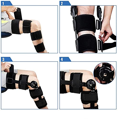 Hinged Knee Support Brace Dual Hinges And Adjustable Cross Straps Helps Stabilized Knee For Arthritic/ACL/Meniscus Tear/Sports Injuries/Walking Running (Color : Large)