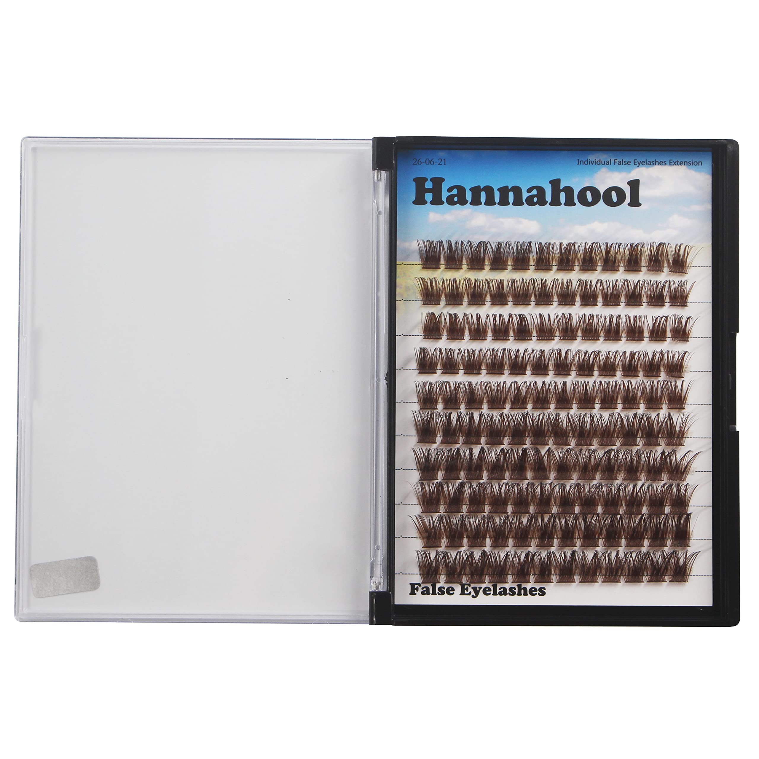 Hannahool 120pcs D Curl Individual Wide Stem Brown Cluster DIY Eye Lashes Extensions Mixed 12-14mm/14-16mm/16-18mm Makeup Dramatic Volume Lashes (Brown-14-16mm)