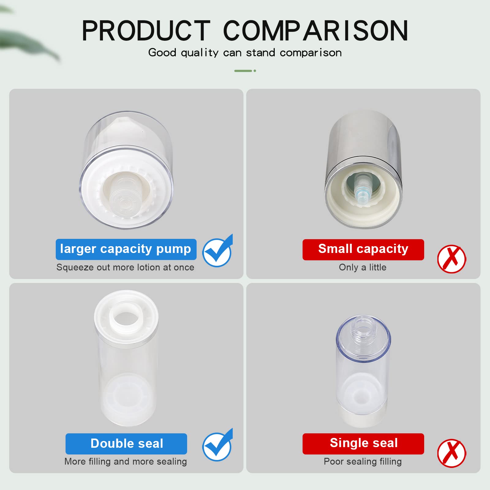IOOROSE Airless Pump Bottle Refillable Travel Containers 100 ml/3.5 oz (Clear, 2 Pack)