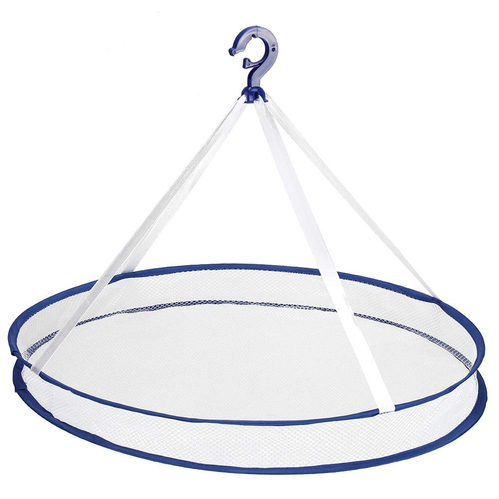 Yosoo Folding Drying Rack Hanging Clothes Laundry Sweater Basket Dryer Net Single Layer Washing Basket with Anti-Wind Hook