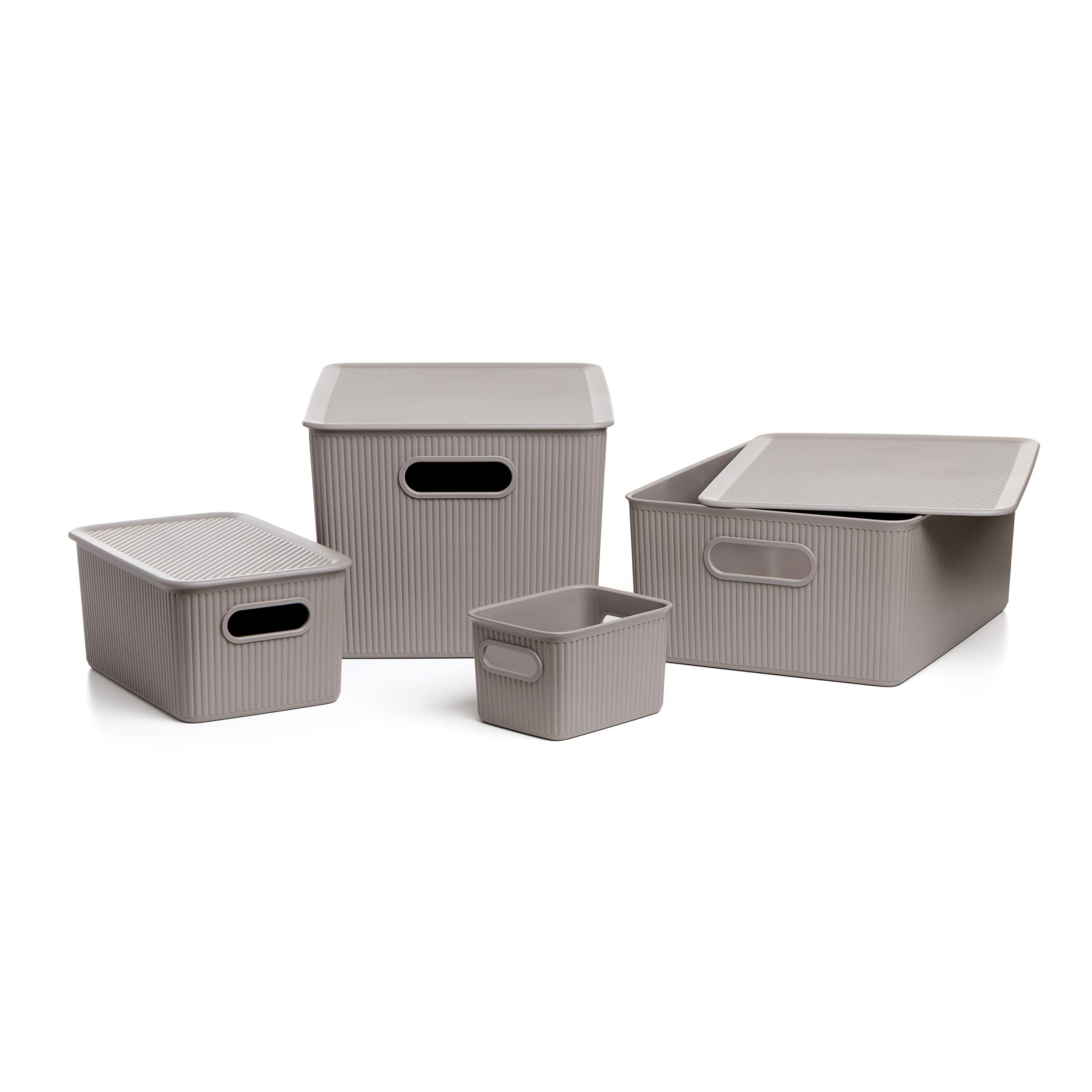 TATAY Baobab Multi-purpose Storage Basket Medium with 5 Litre Capacity, Taupe, 18.1 x 27.2 x 13