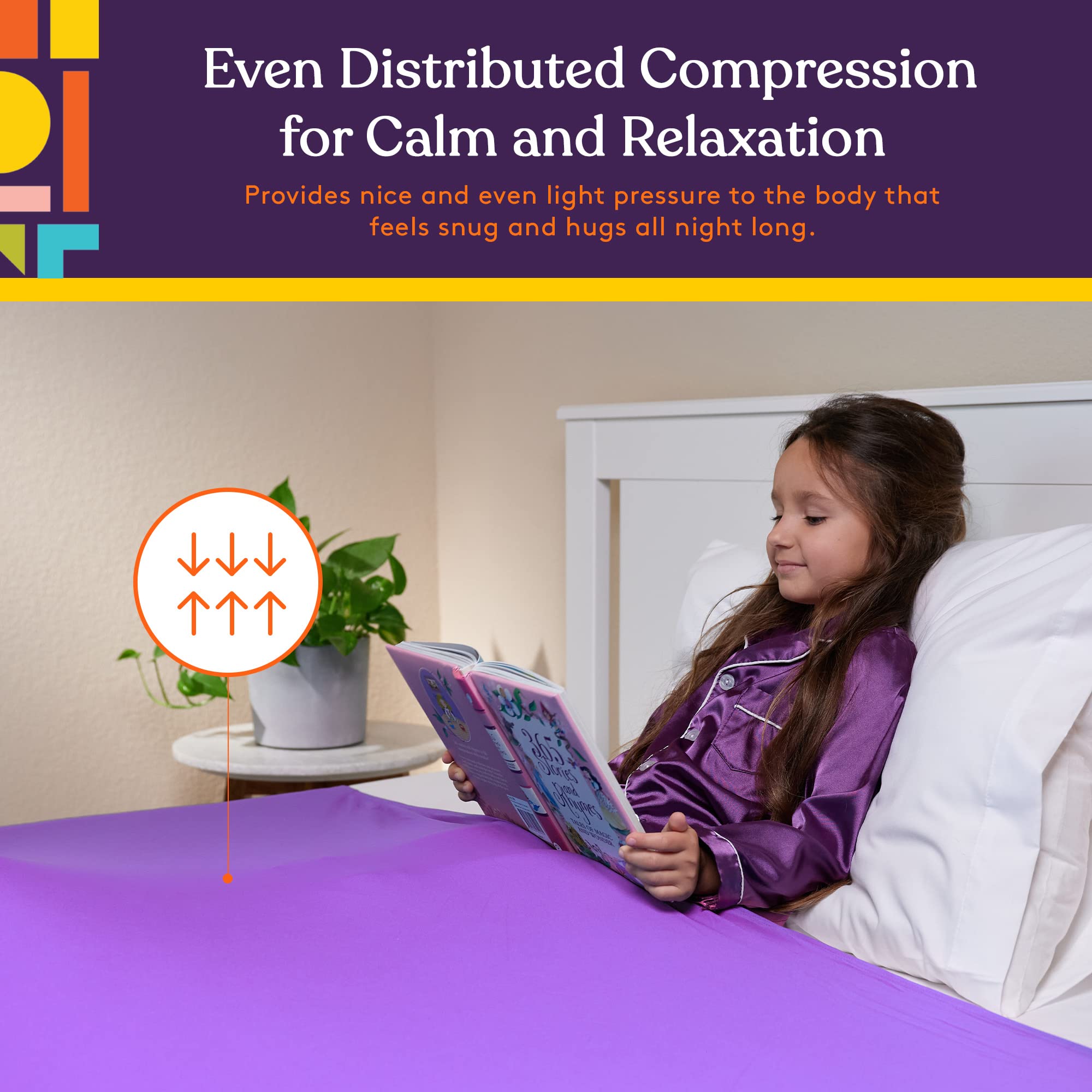 Special Supplies Sensory Bed Sheet for Kids Compression Alternative to Weighted Blankets - Breathable, Stretchy - Cool, Comfortable Sleeping Bedding (Purple, Full)