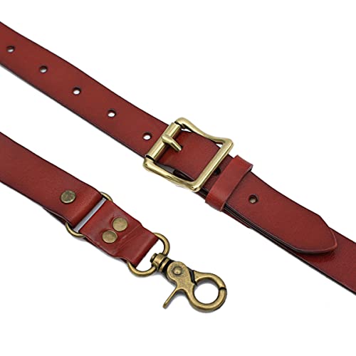 Exception Goods Leather Suspenders For Men Y Back Design Adjustable Brown Genuine Leather Suspenders groomsmen gifts (01# Standard), Large