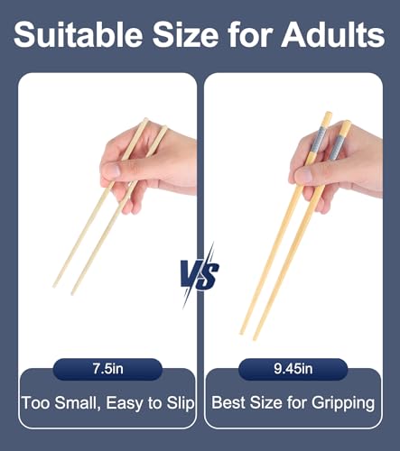LOROTOCO 50 Pairs Bamboo Chopsticks Disposable | Separated | Reusable | Dishwasher Safe- (9.45in)