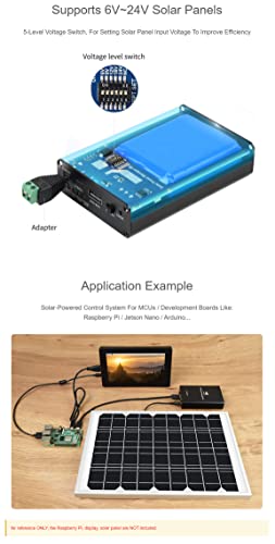 Iunius Solar Power Manager (B), Embedded 10000mAh Rechargeable Li-Po Battery, Compatible with 6V-24V Solar Panels