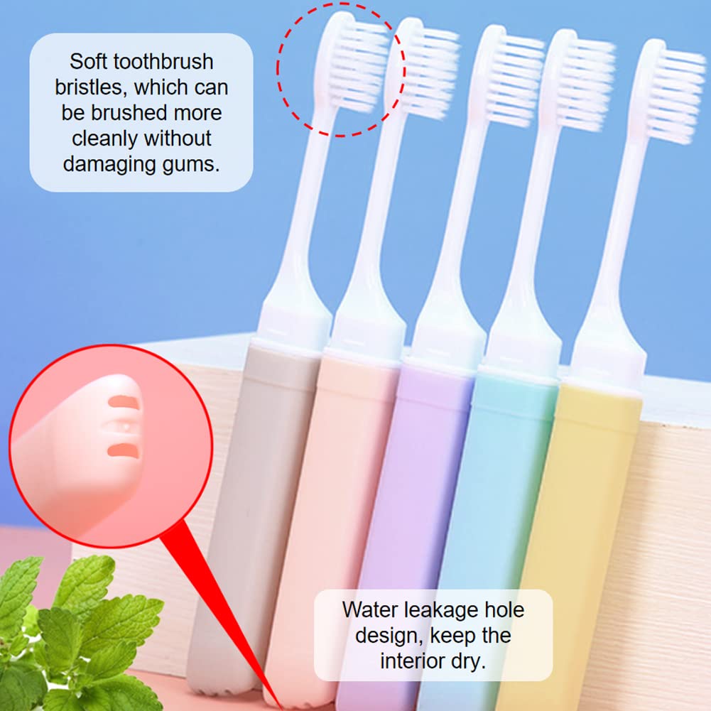 IGOOLEE 15 Packs Colourful Folding Toothbrush Bulk Portable Folding Travel Toothbrush with Containers for Travel Camping Business Trip