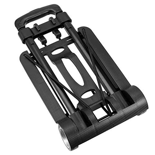 JEUIHAU Folding Hand Truck, 55 Lbs Capacity 2 Wheels Heavy Duty Solid Construction Utility Cart, Luggage Cart with Bungee Cord and Bag, Portable Fold Up for Luggage, Shopping, Moving