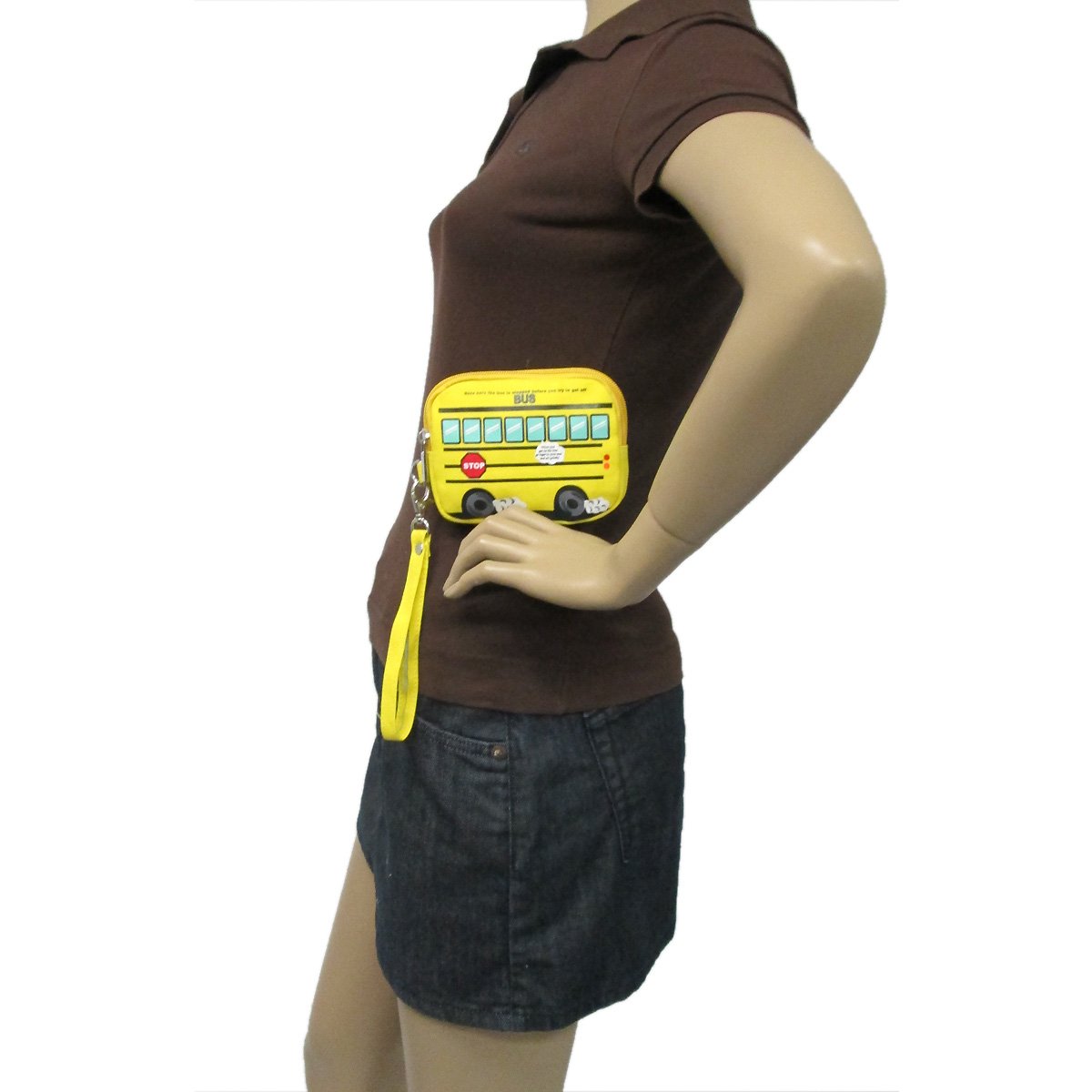 Yellow School Bus Canvas Wristlet One Size