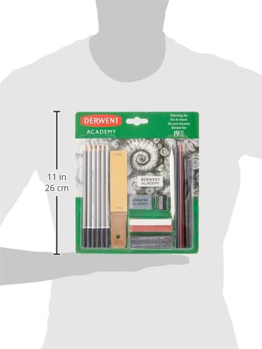 Derwent Academy Graphite Sketching Set, Drawing & Writing, Set of 19, Starter Kit, Pencils H-6B with Sharpener, Ideal for Sketching, Academy Quality, 2300365