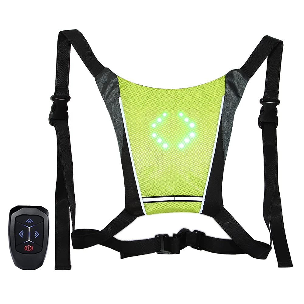 ECEEN LED Turn Signal Vest Bike Pack Guiding Light Reflective Running Gear Safety Warning Direction Backpack with Remote Controller for Night Cycling Running Walking Hiking Bag