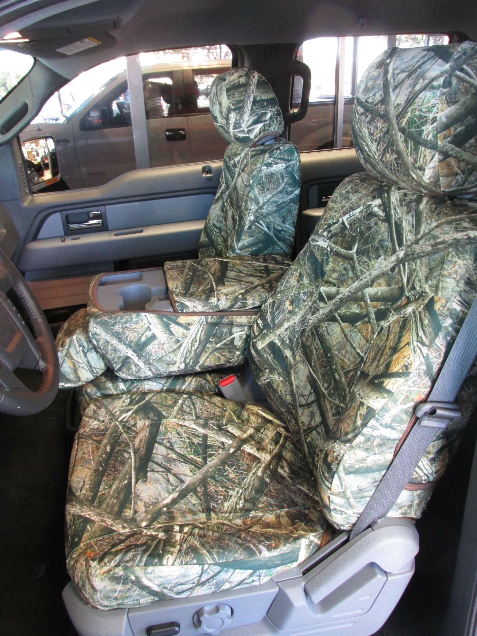 Durafit Seat Covers Made to fit 2011-2014 Ford F150-F550 Front 40/20/40 Split Seat Custom Seat Covers, Opening Console Lost at Camo Endura