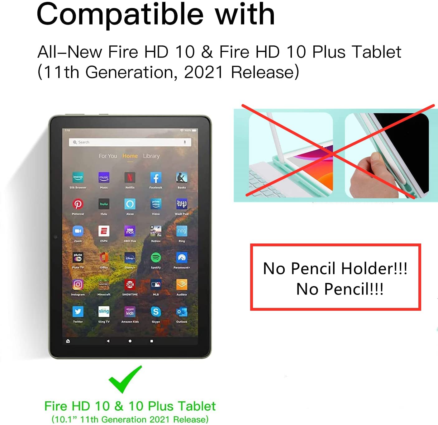 Table Fire HD 10/ Fire HD 10 Plus case with keyboard and touchpad, (Only Compatible with 11th Generation 2021 Release) Detachable Bluetooth keyboard case with Trackpad for Fire hd 10 tablet, Purple