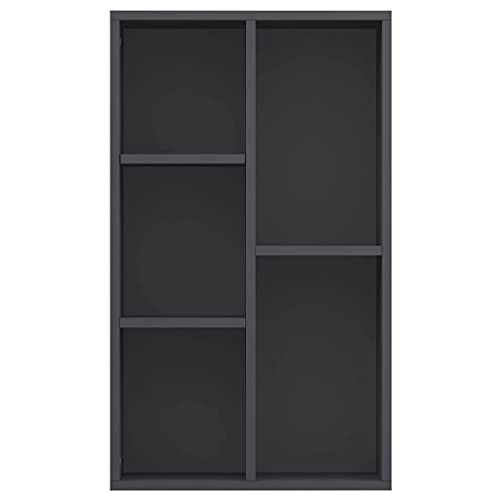 Queen.Y Multifunctional Shelves 3-Tier Double Wide Bookcase Sideboard, 19.7"x9.8"x31.5" Wooden Bookshelf Storage Shelves Display Rack TV Cabinet for Home Office, Grey