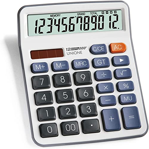 Large LCD Calculator, Dual Power Desktop Business, High School, UNIONE CX-950 4.7×6inch