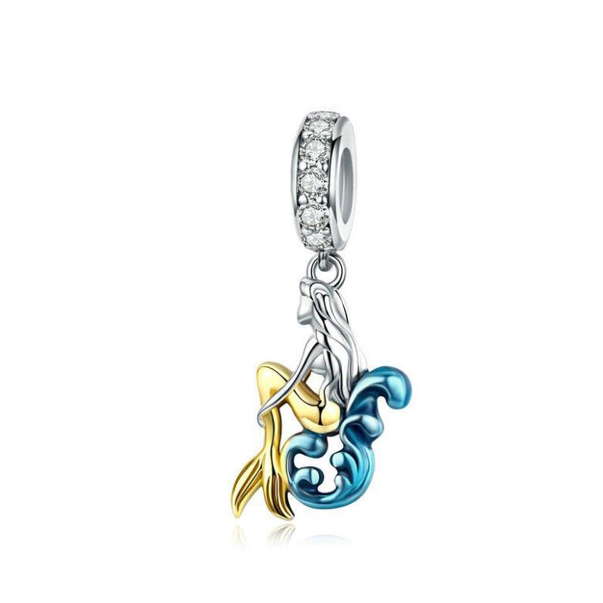 Eternalll Jewellery Original 925 Sterling Silver Charms Love Animal Charms for Braceletsfor Women Family Friend Birthday Christmas Charm (Mermaid Charm)