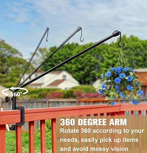 Tuohours 38 Inch Extended Reach Deck Hook Hanger for Railing, Heavy Duty Outdoor Plant Hook Holder for Hanging Bird Feeder Flower Basket Planter or Lanterns, 2 Packs